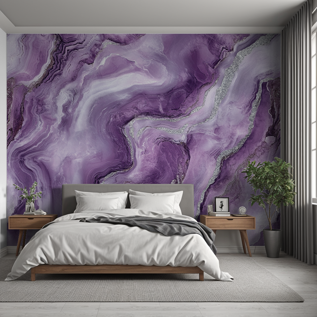 Amethyst Crystal Marble Wallpaper – Genie Art
