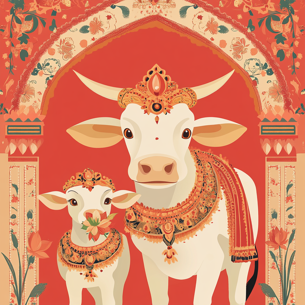Serene Cow 001 Canvas Painting – Genie Art