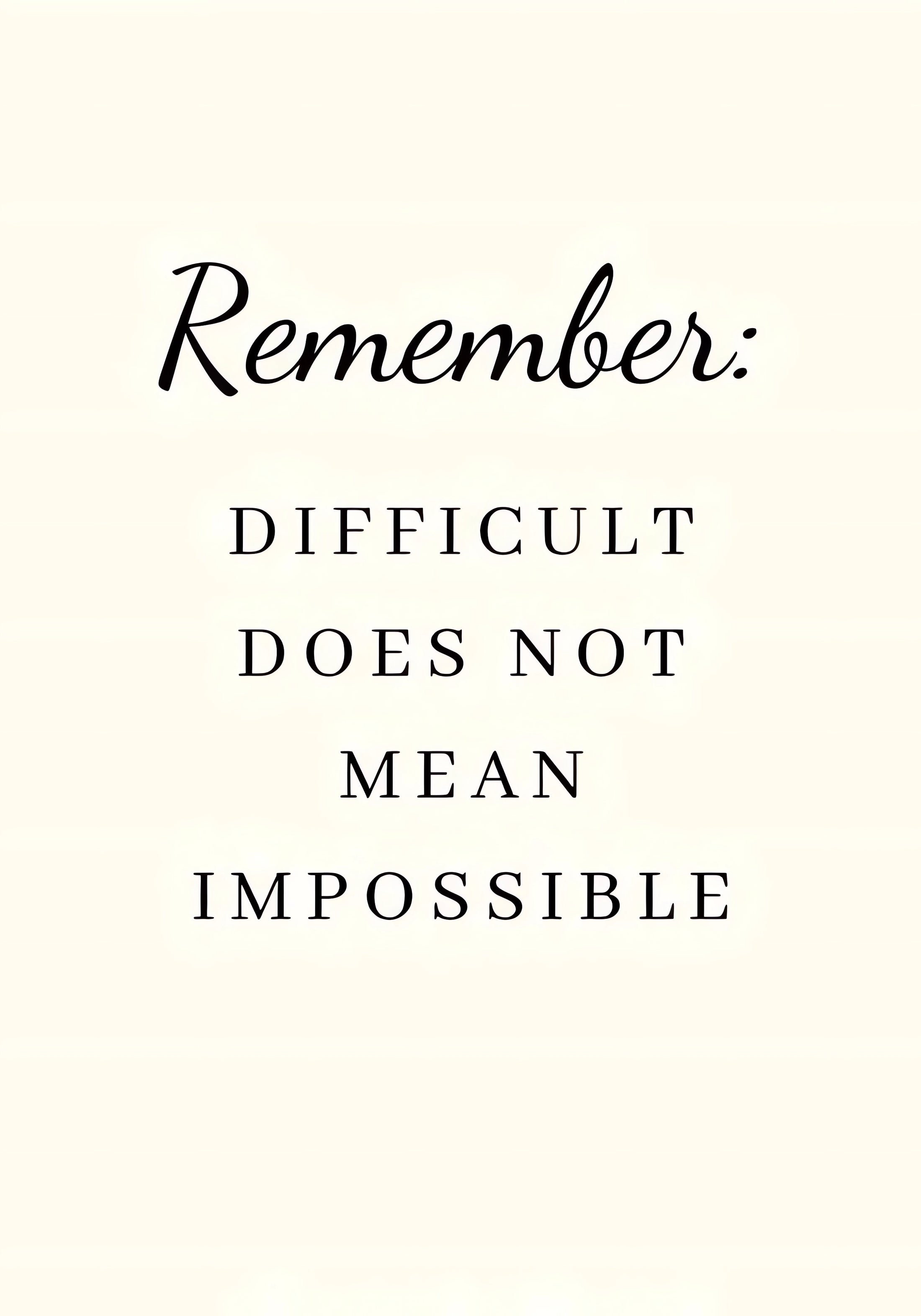 Difficult Not Impossible Canvas Painting – Motivational Art | Shop Now ...