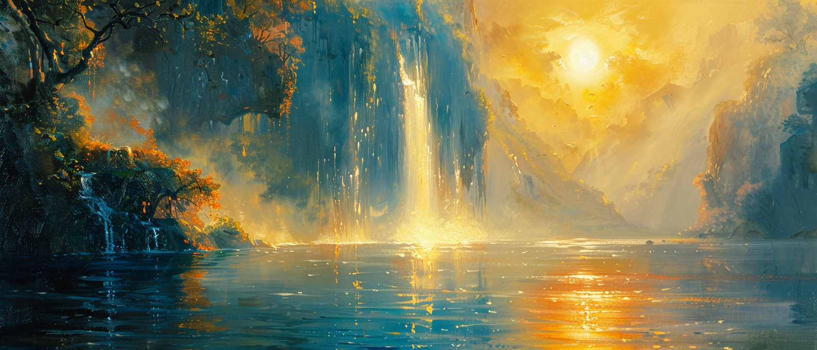 Flowing Falls Canvas Painting – Genie Art